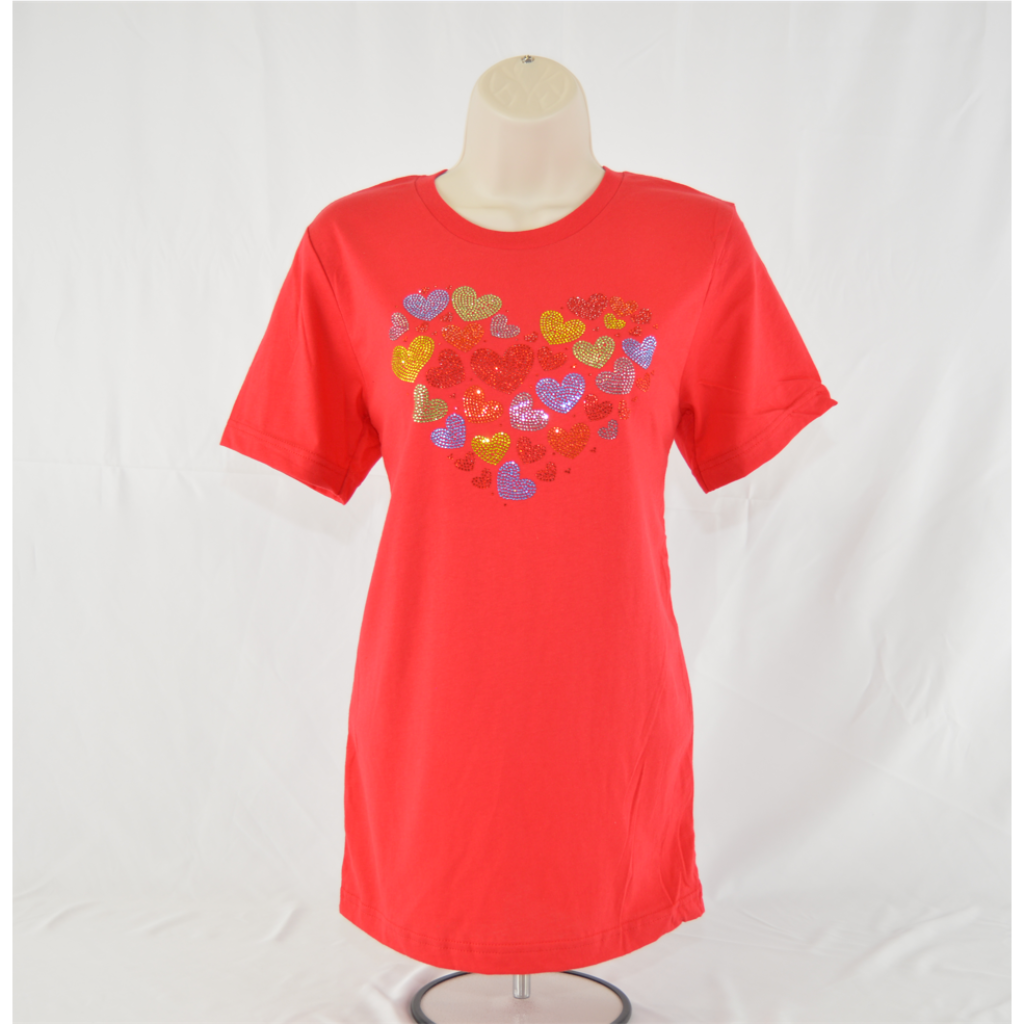 Colorful Hearts Rhinestone T-Shirt, Rhinestone Hoodie – Axiland Custom ...